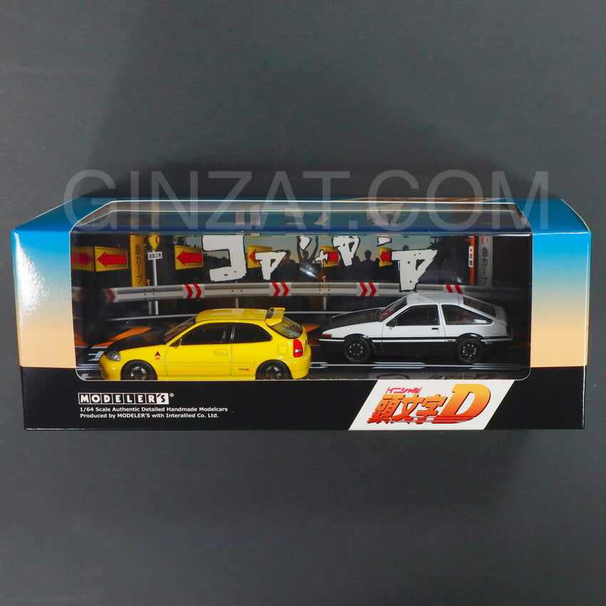 Initial D Car Set Vol.12 Honda EK9 & Toyota AE86, Modeler’s diecast mo ...