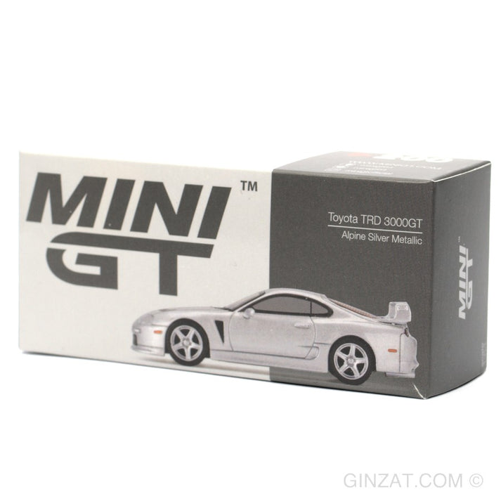 TOYOTA TRD 3000GT Alpine Silver Metallic, MINI GT 200 1/64 – GINZAT