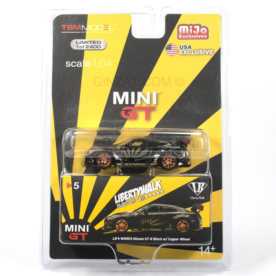 NISSAN GT-R (R35) LB Works Black w/ Copper Wheel, MINI GT 5 diecast mo ...